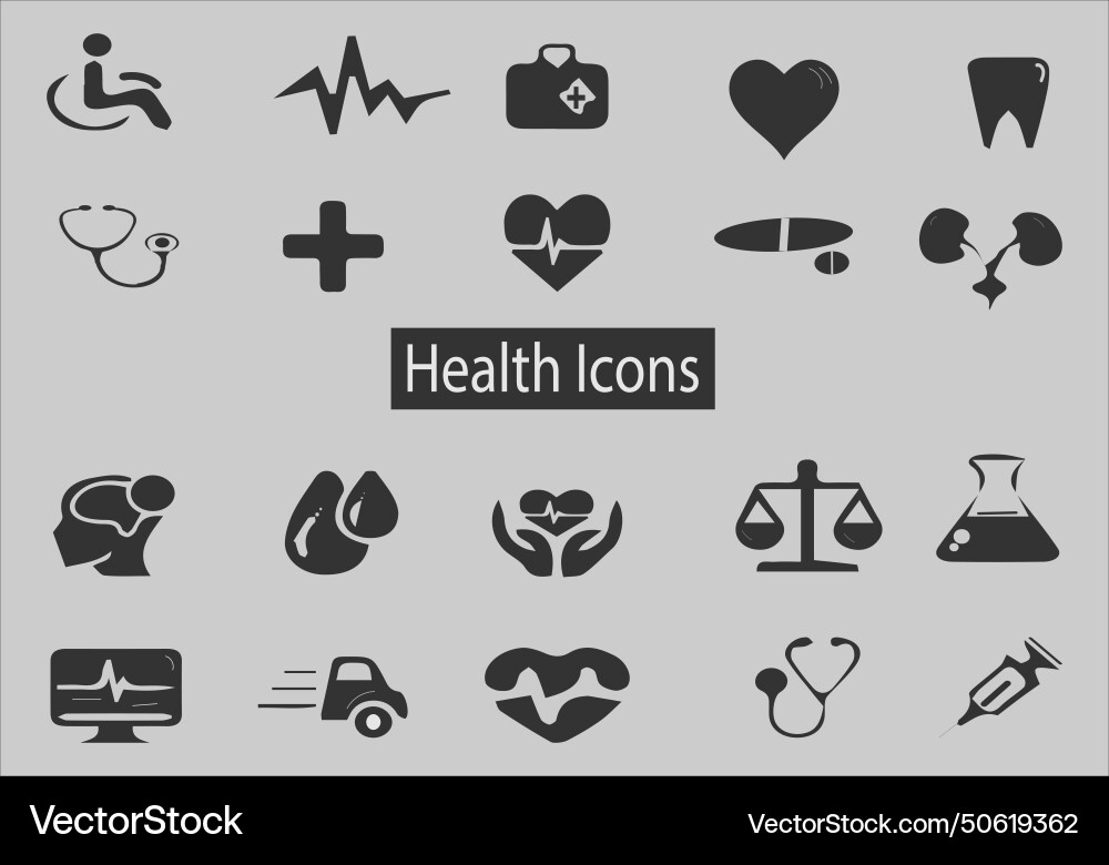 World health day icons bundle Royalty Free Vector Image