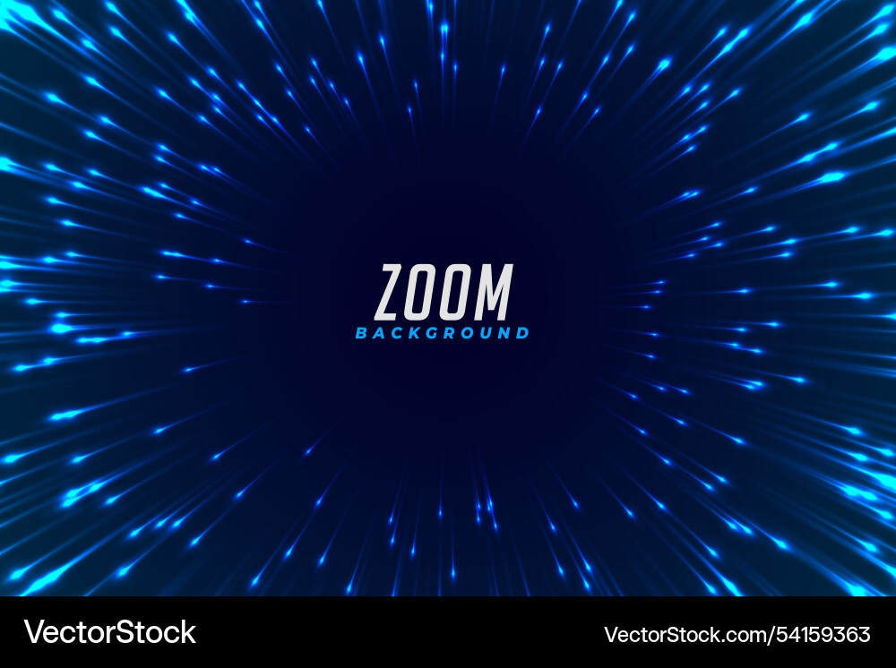Abstract blue glowing zoom effect background Vector Image