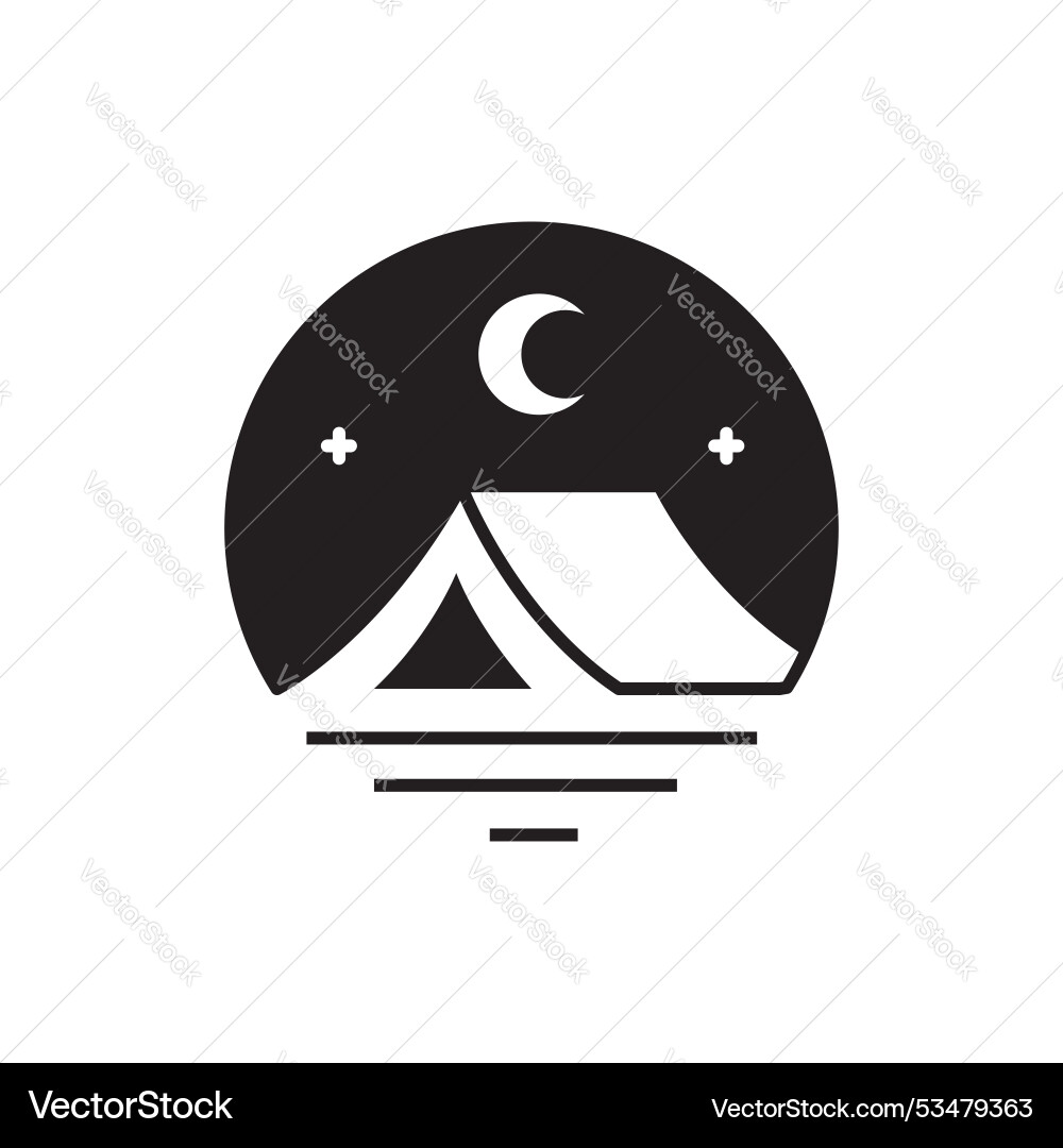 Camp tent simple logo design Royalty Free Vector Image