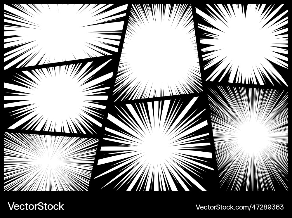 Comic book radial rays lines comics background Vector Image