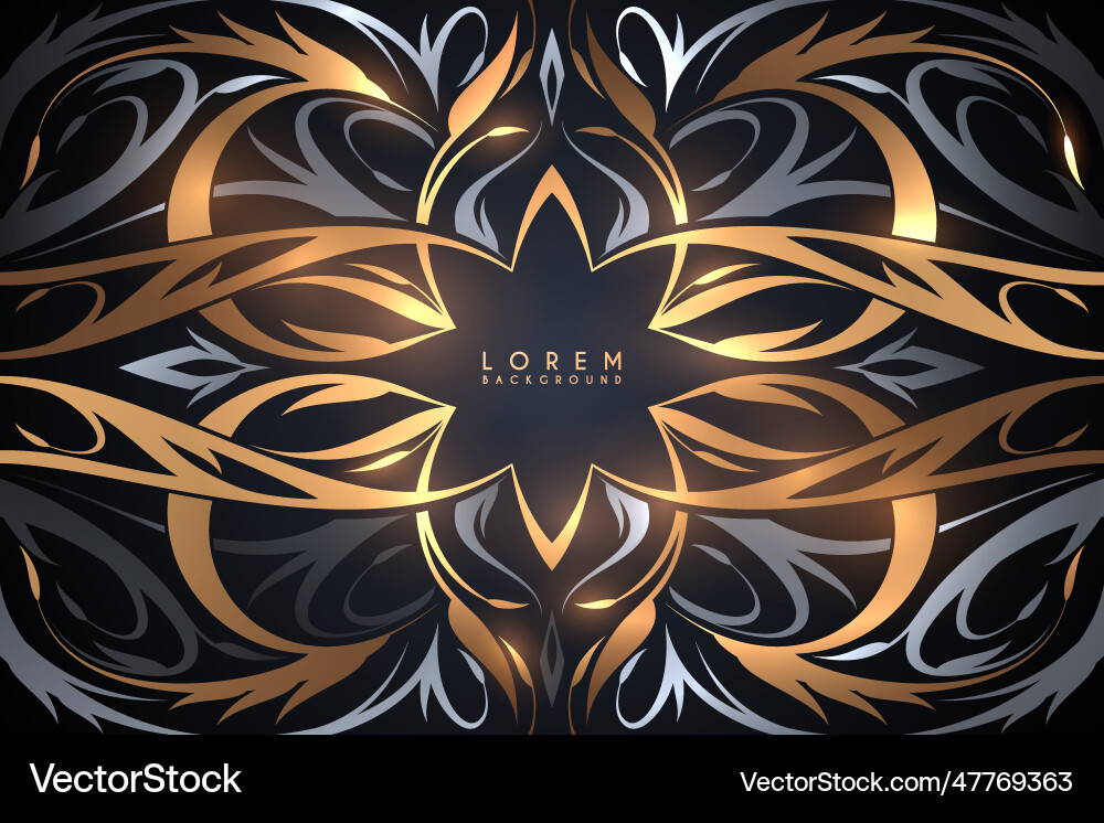Gold and silver floral ornate background Vector Image