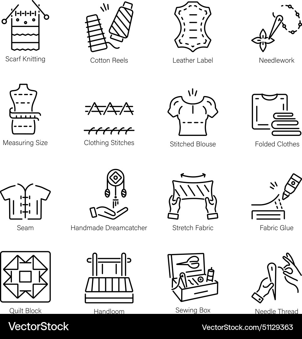 Latest pack of sewing tools linear icons Vector Image