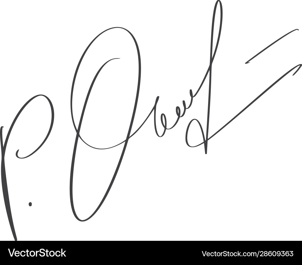 Manual signature for documents on white background