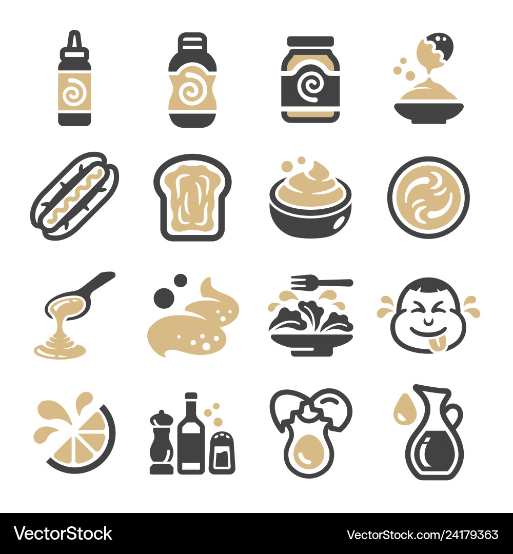 Mayonnaise icon set Royalty Free Vector Image - VectorStock