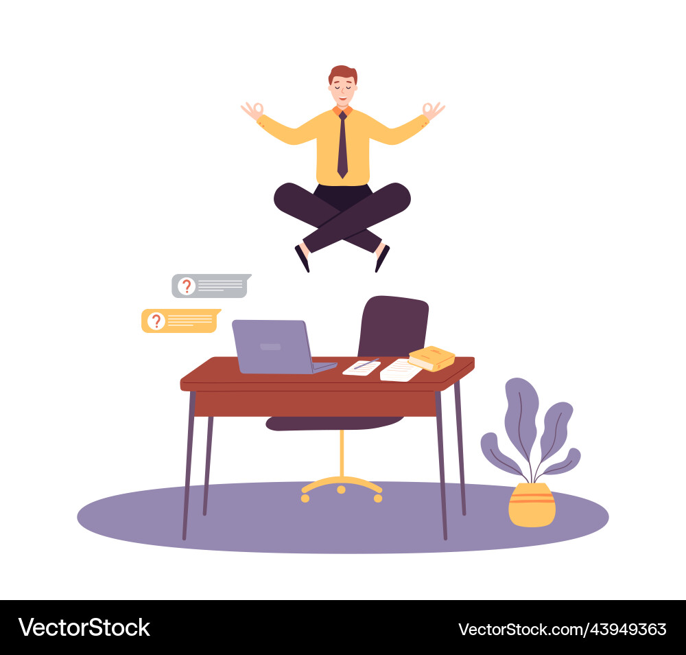 Office yoga on workplace meditation Royalty Free Vector