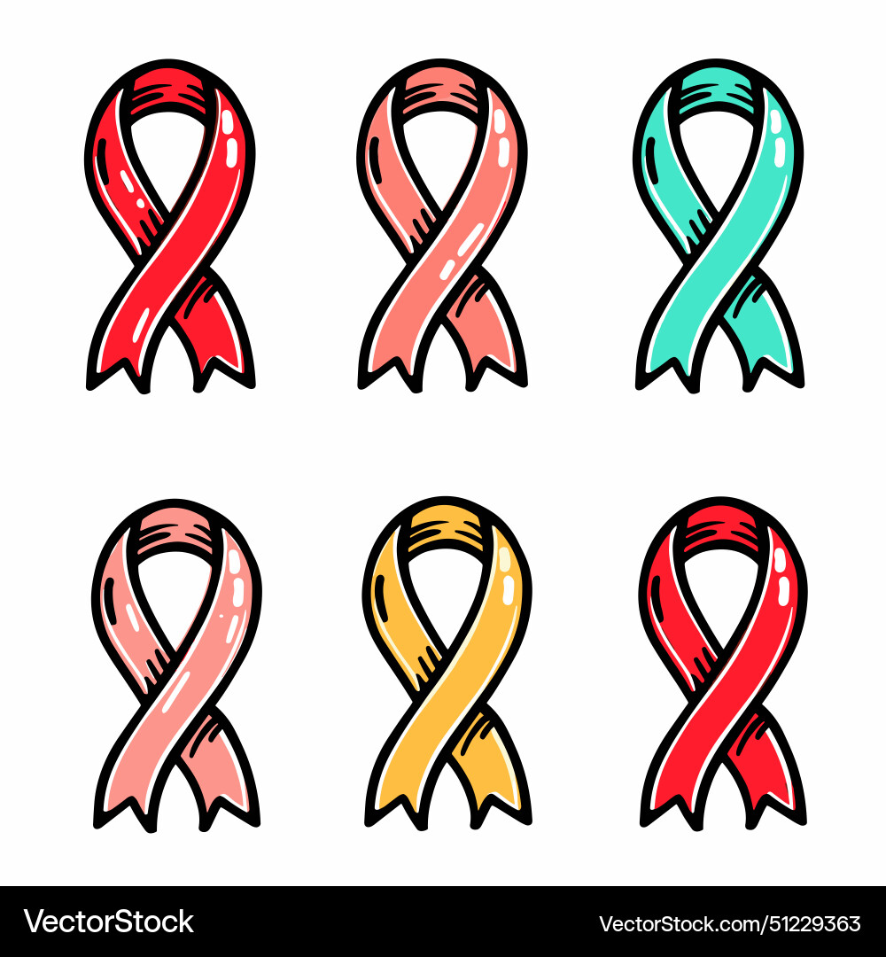 Six colorful ribbons symbolizing Royalty Free Vector Image