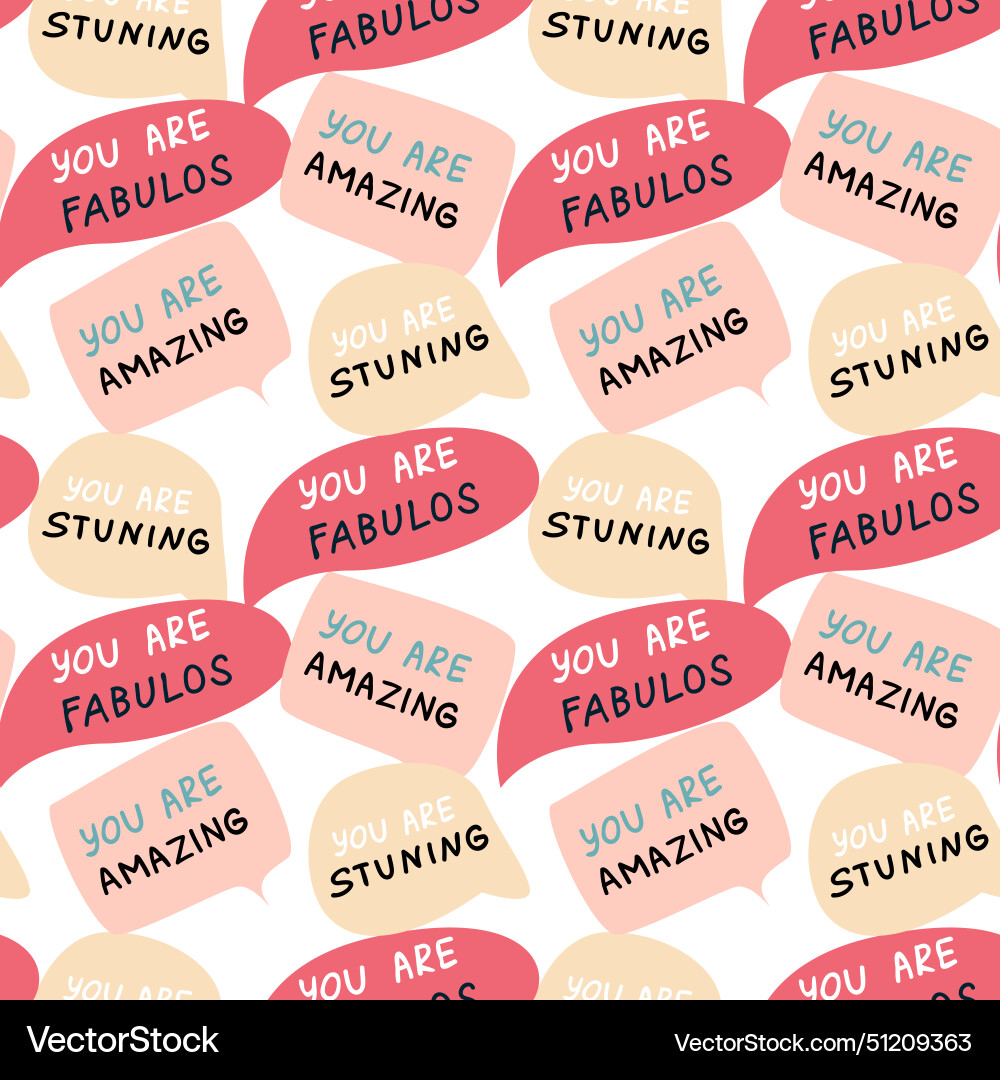 Speech bubbles with compliment phrases self love Vector Image