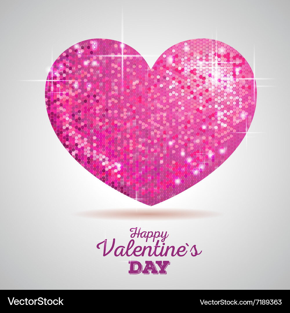 Valentine sparkle pink love heart Royalty Free Vector Image