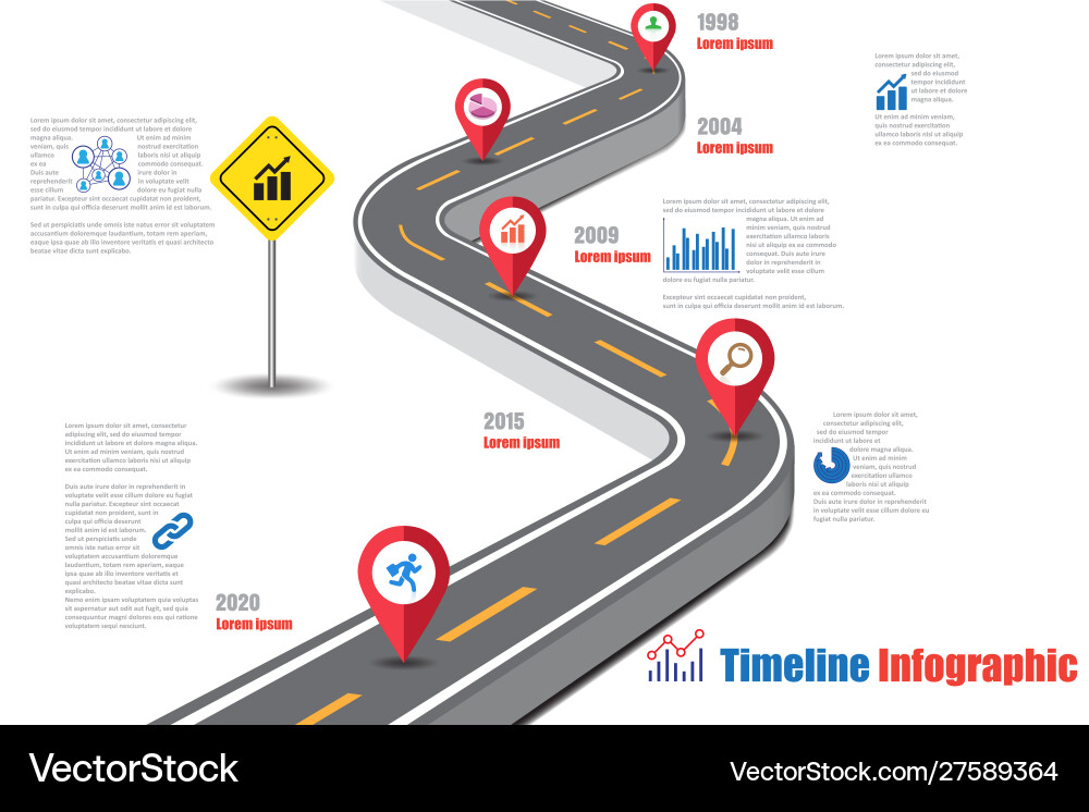 Business Timeline Roadmap - Progress Chart Vector Image