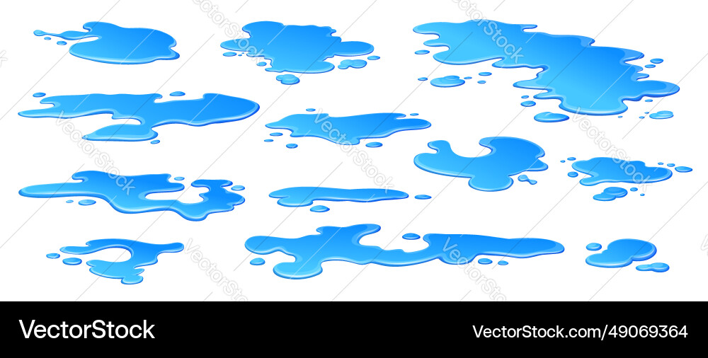 Cartoon rain water puddles liquid splashes Vector Image