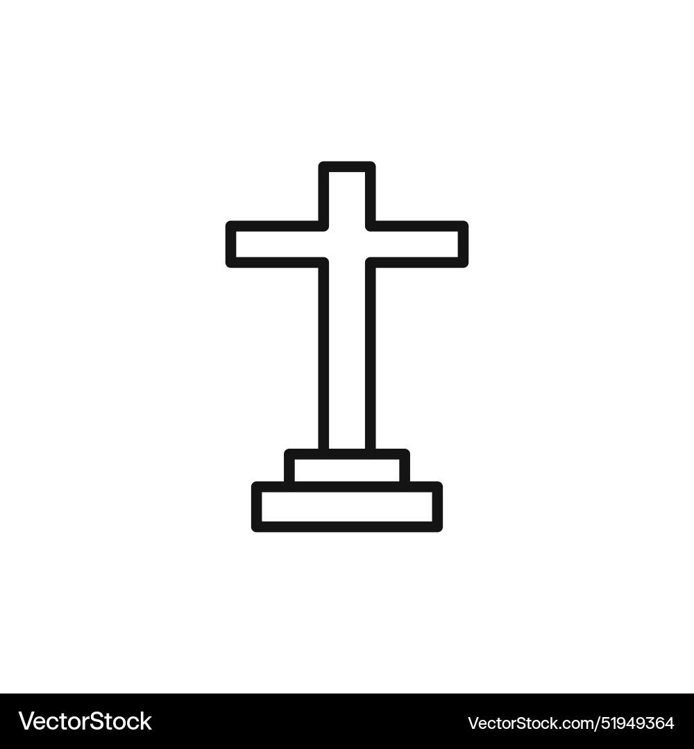 Christian cross logo sign outline Royalty Free Vector Image