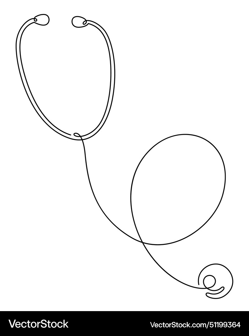 Continuous line drawing of stethoscope medical Vector Image