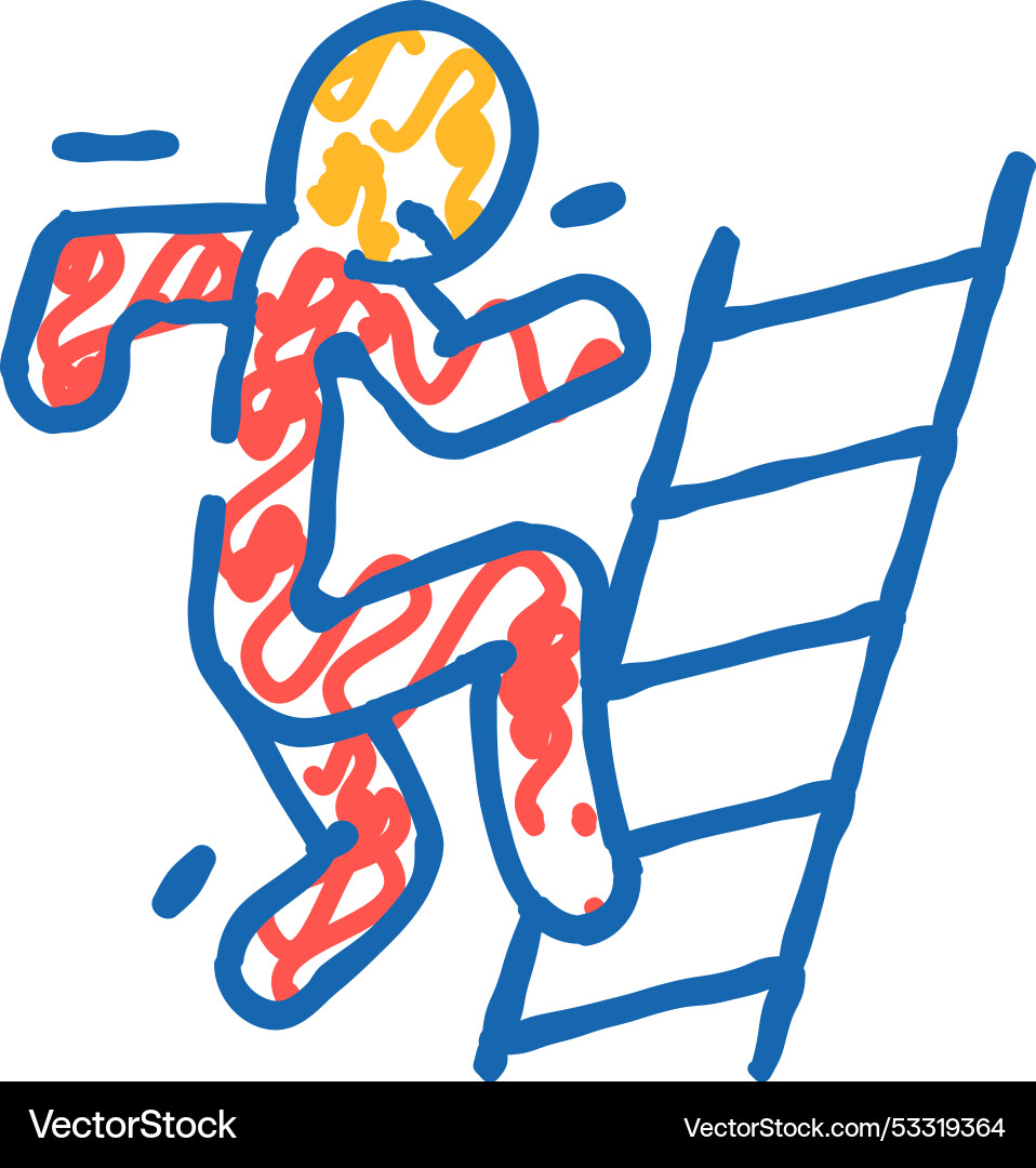 Fall ladder accident icon doodle Royalty Free Vector Image