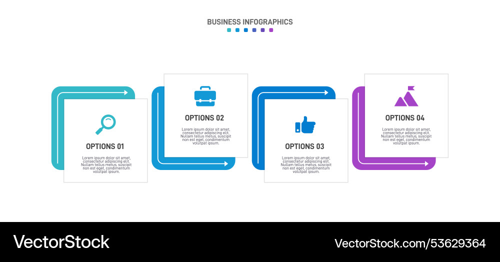 Horizontal progress bar featuring 4 arrow-shaped Vector Image