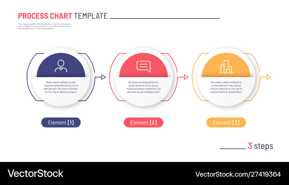 Infografische Prozessdiagrammvorlage drei Vektorbild