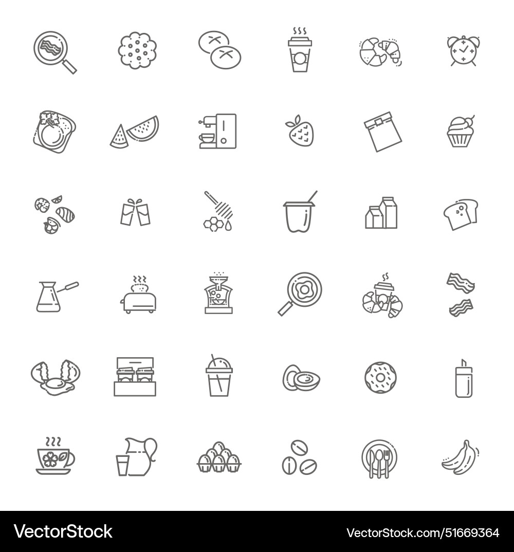 Outline breakfast flat icons cooking set Vector Image
