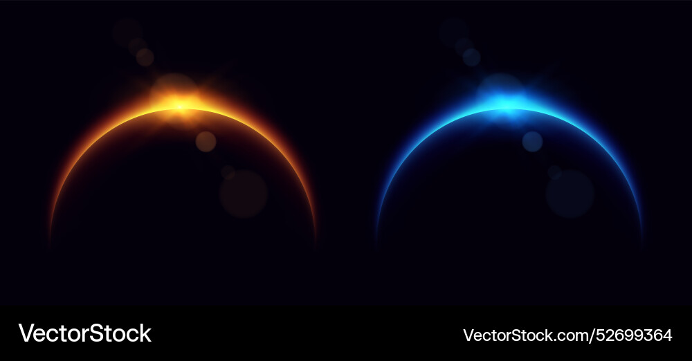Planet eclipse glowing flare on the horizon Vector Image