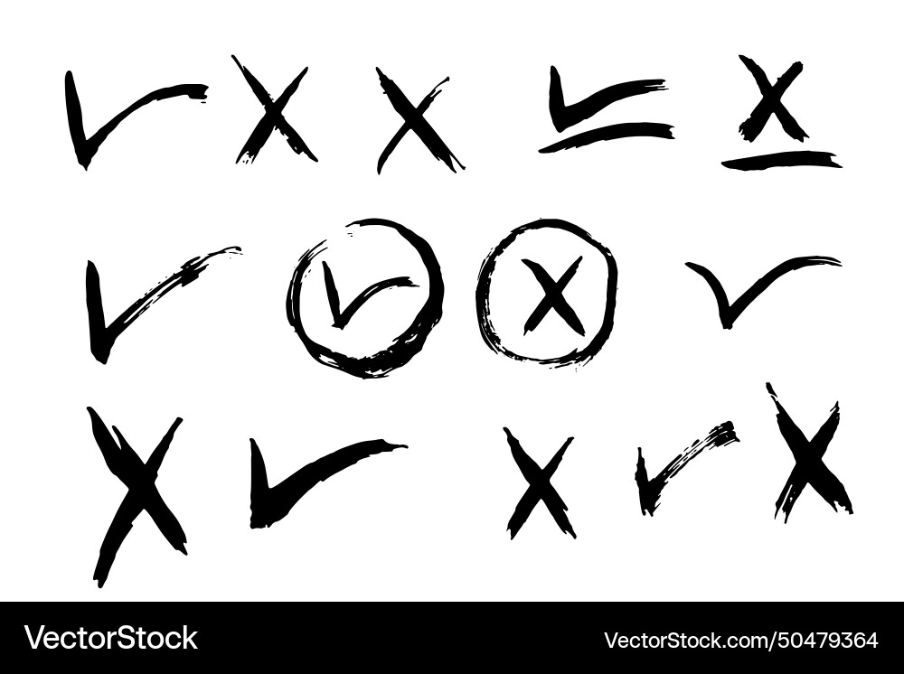 Right or wrong hand-drawn green checks and red Vector Image