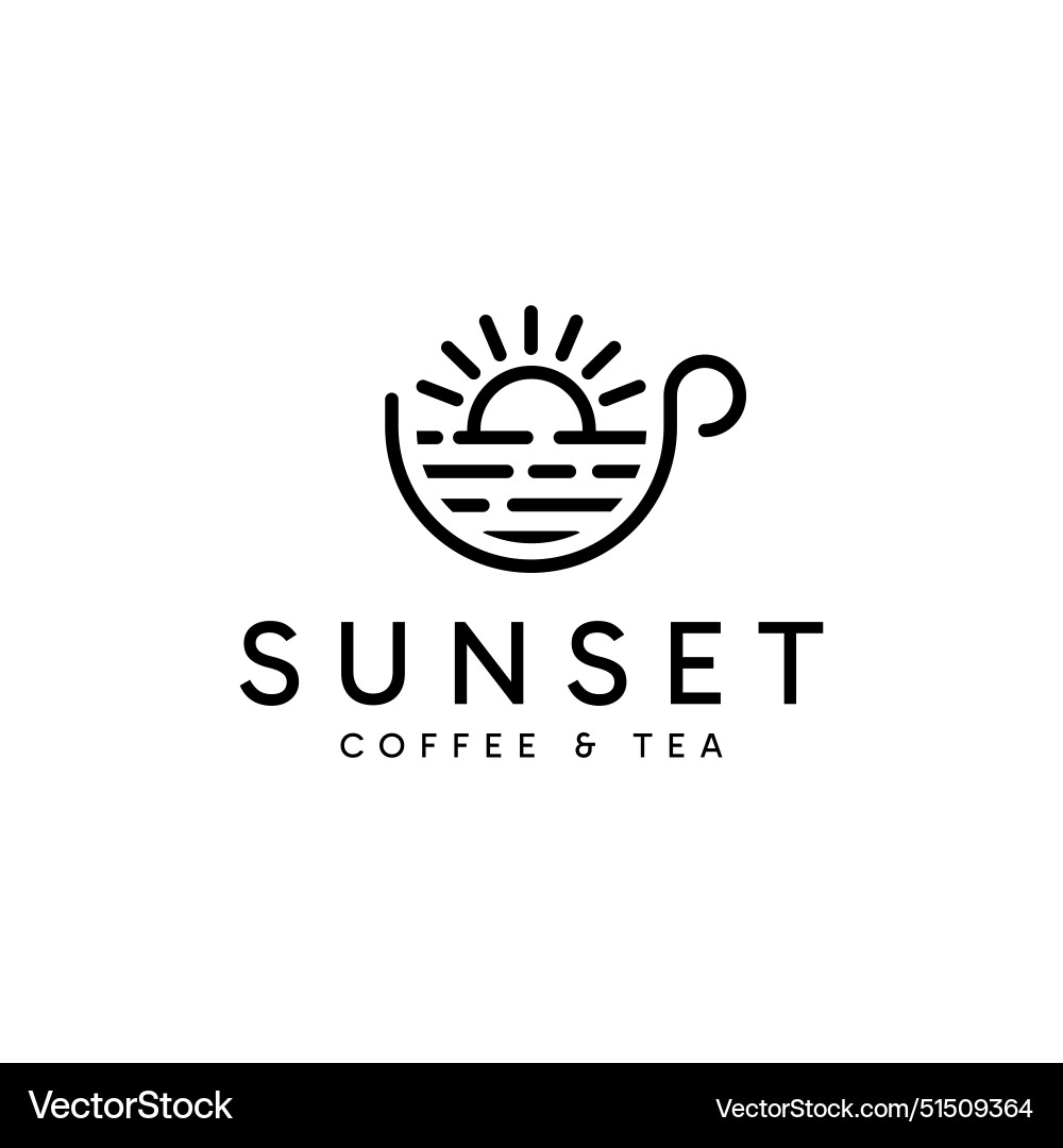 Sunset coffee and tea logo design abstract Vector Image