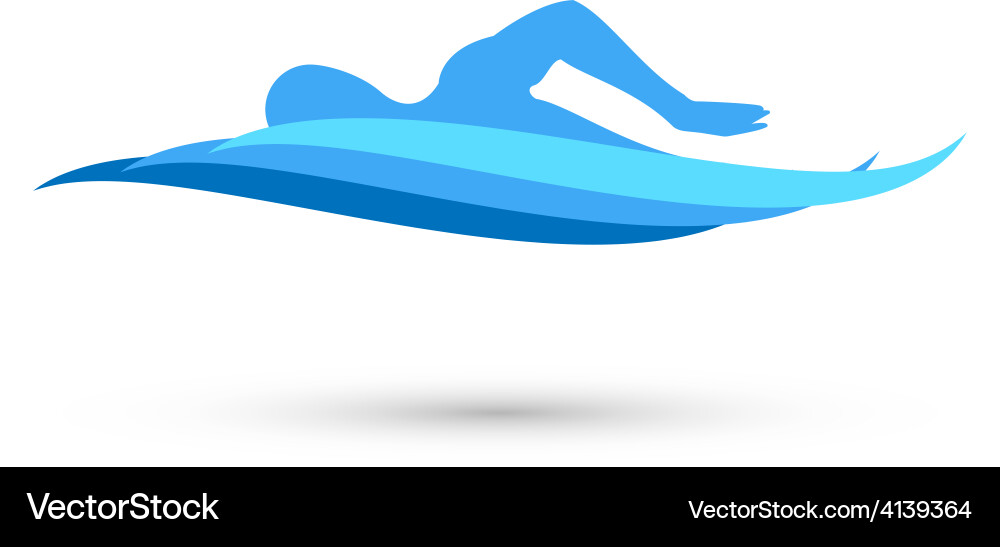 Swimmer Silhouette in Pool Waves Royalty Free Vector Image