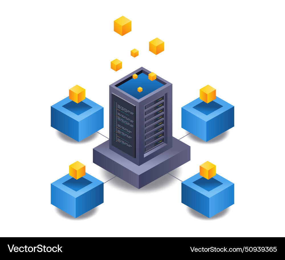 Blockchain technology server network management Vector Image