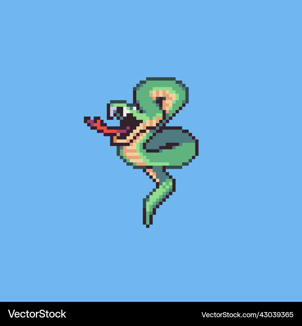 Cartoon snake pixel art Royalty Free Vector Image
