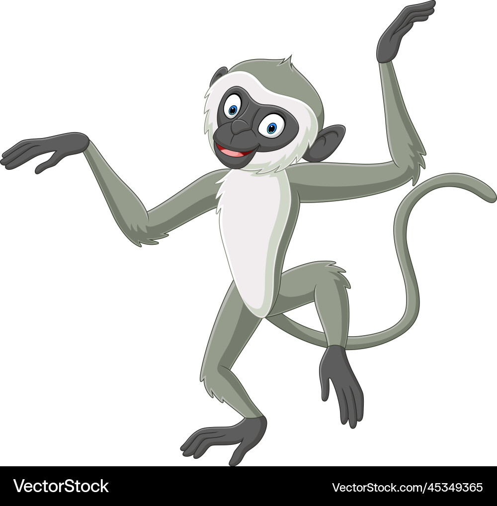 Cute langur monkey cartoon dancing Royalty Free Vector Image