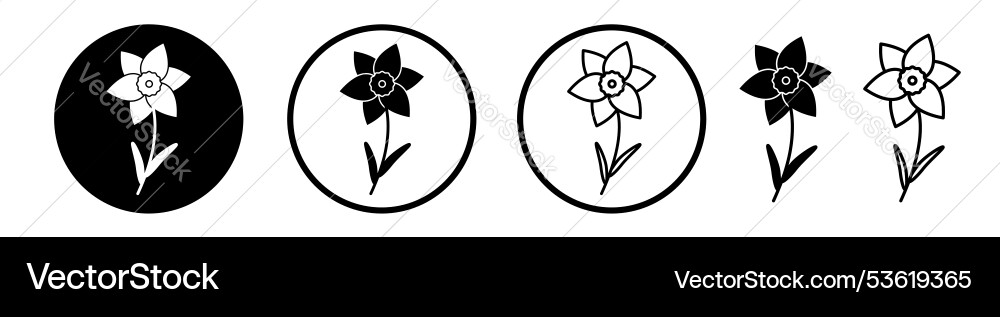 Daffodil icon set natural gardenia flower Vector Image