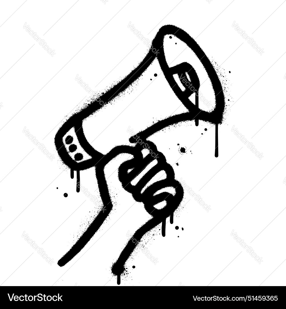 Hand with loudspeaker textured spray painted Vector Image