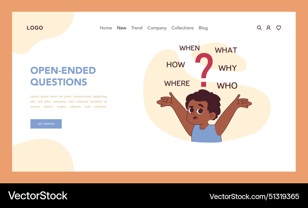Open-ended questions concept inquisitive boy Vector Image