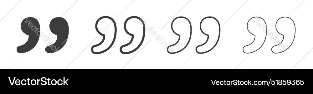 Quote right icon set double quotation Royalty Free Vector