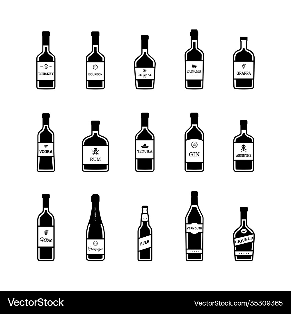 Black and White Whisky Bottles Vector Images (over 1,000)