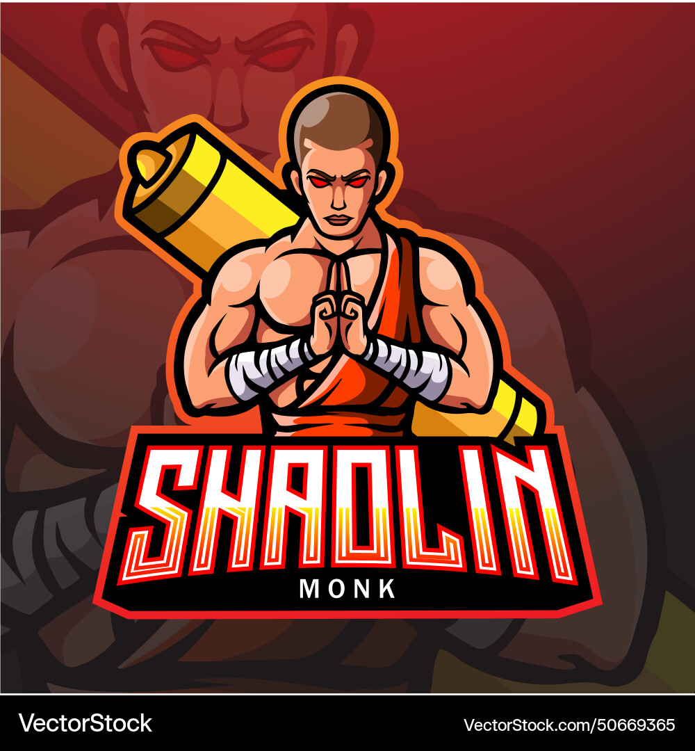 Shaolin esport logo mascot design Royalty Free Vector Image