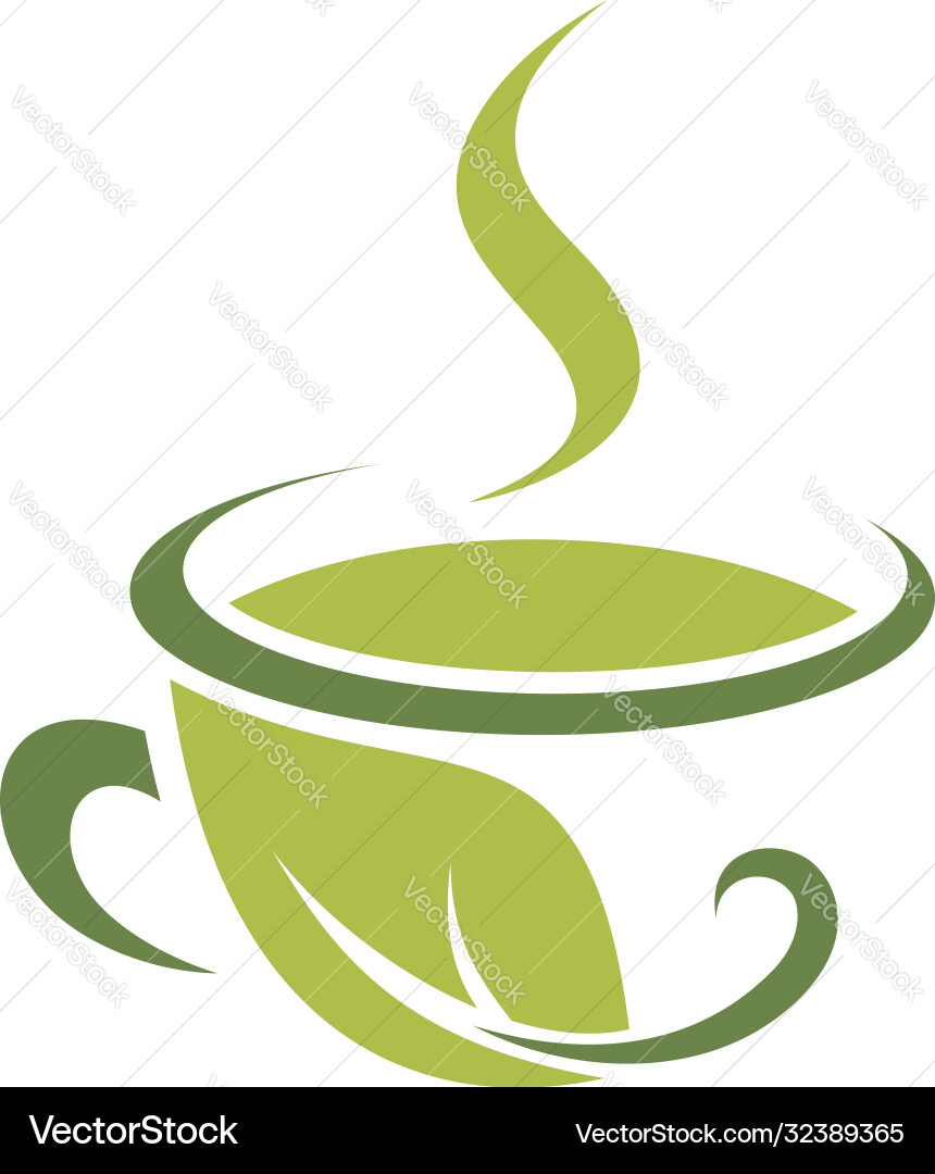Steaming cup green herbal tea isolated Royalty Free Vector