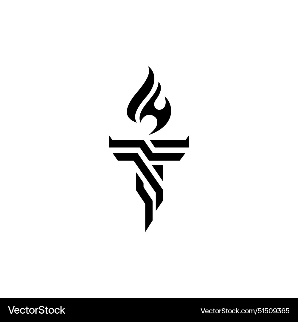 Torch with burning fire logo design abstract Vector Image