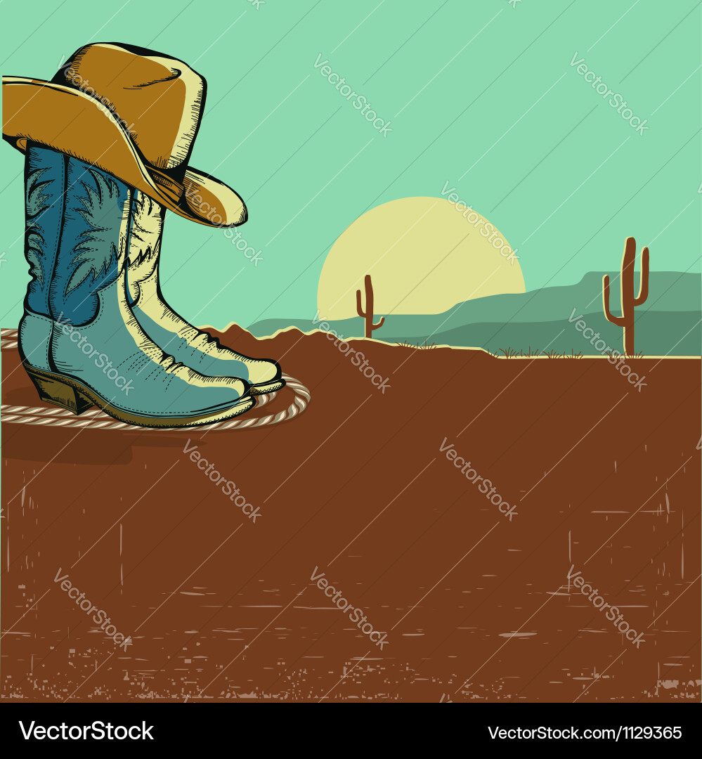 Western image with desert landscape Royalty Free Vector