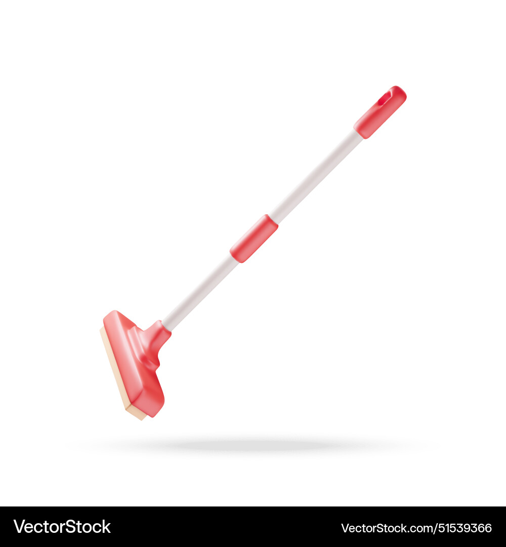 3d floor cleaning mop with plastic handle isolated