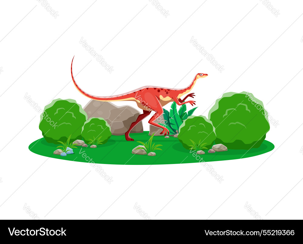 Alvarezsaurus prehistoric bipedal dino character Vector Image