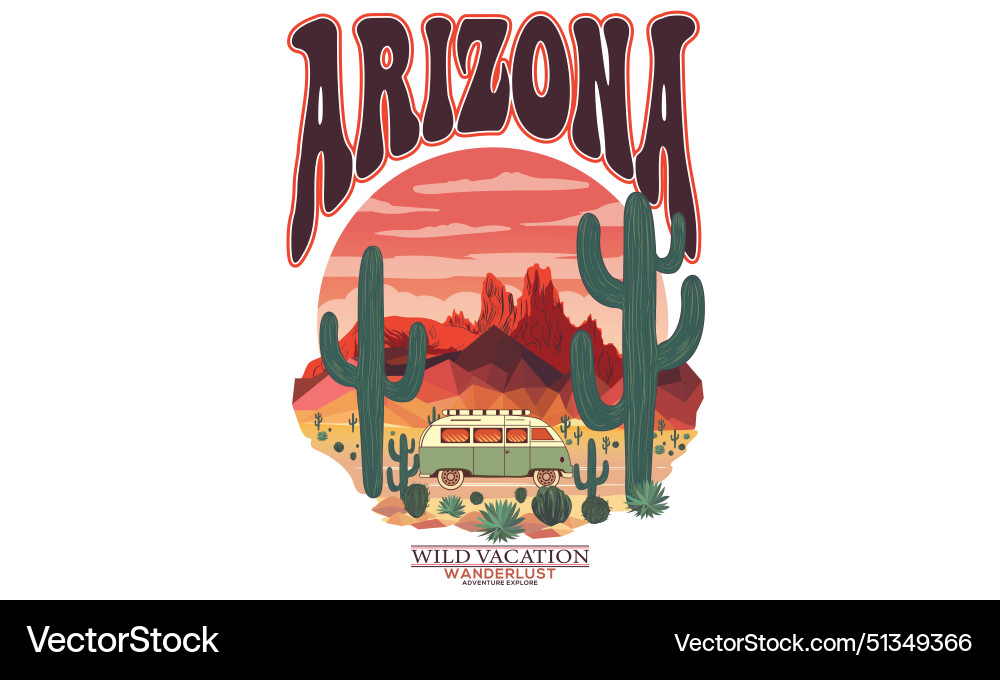 Arizona desert adventure graphic print design Vector Image