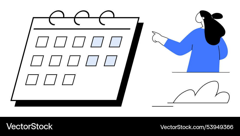 Calendar and person pointing highlighting Vector Image