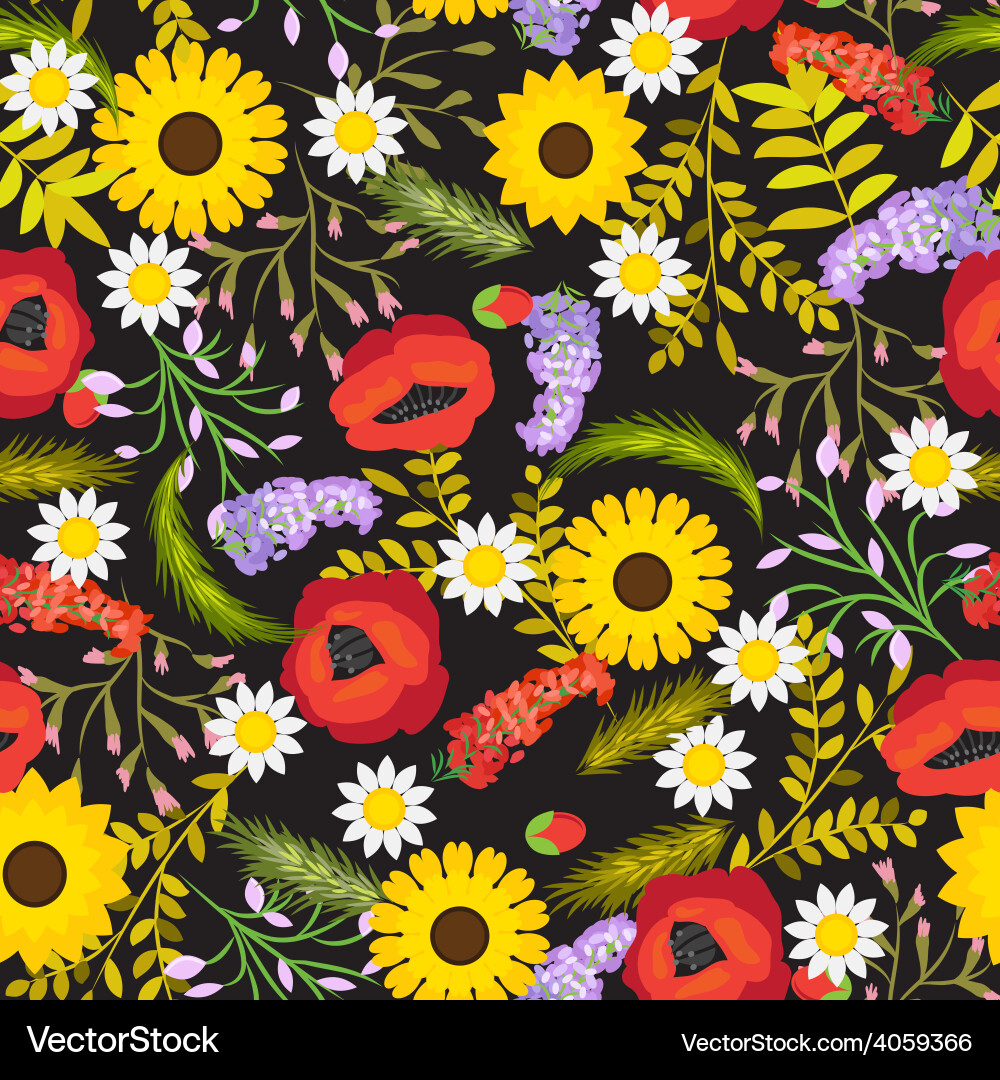 Floral seamless background flowers Royalty Free Vector Image