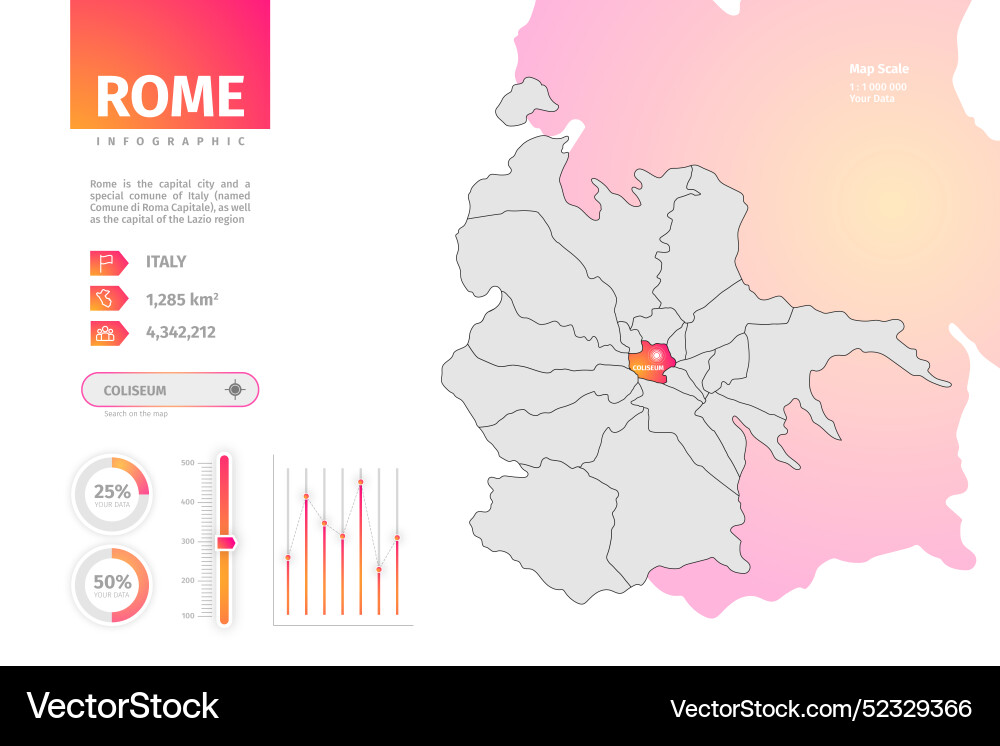 Gradient rome map infographics Royalty Free Vector Image
