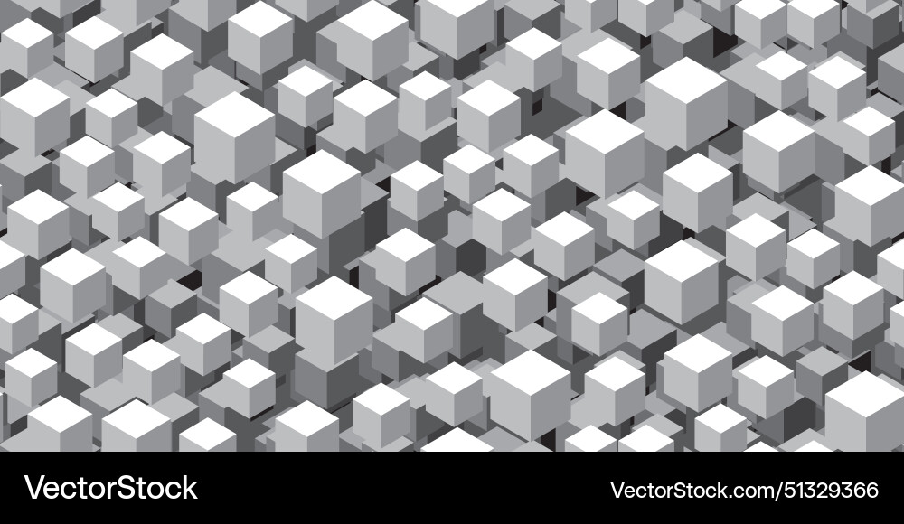 Grayscale abstract geometric seamless cubic Vector Image