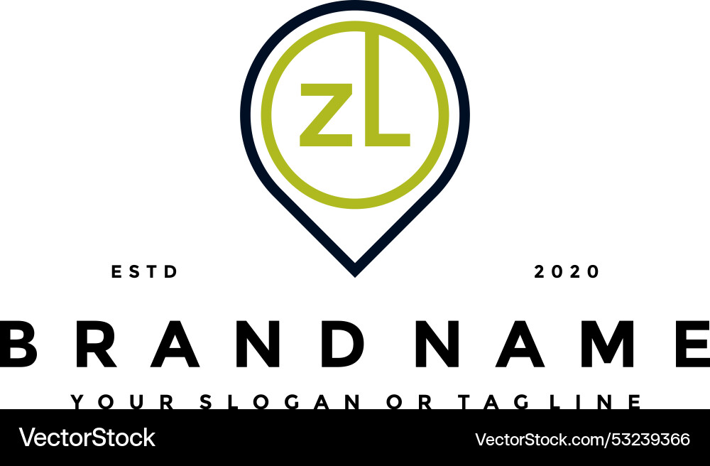 Letter zl pin logo design Royalty Free Vector Image