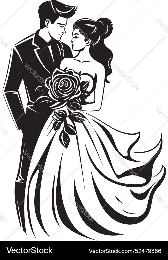 Marital harmony bride and groom symbolic icon Vector Image
