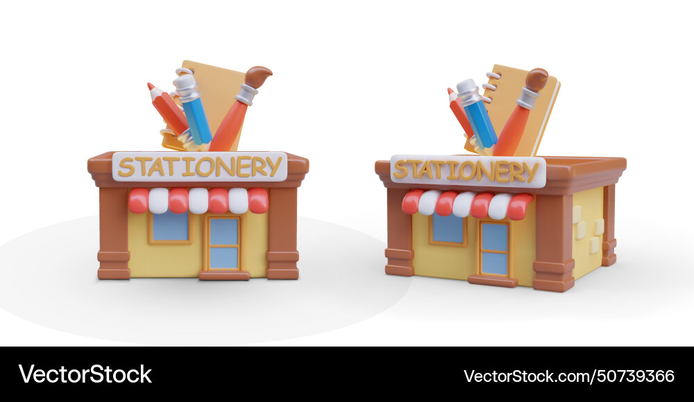 Realistic stationery store building giant Vector Image
