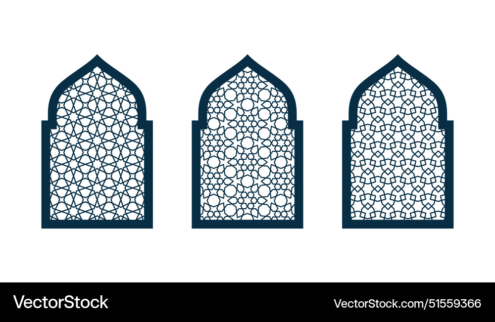 Set of arabic doors or windows design Royalty Free Vector