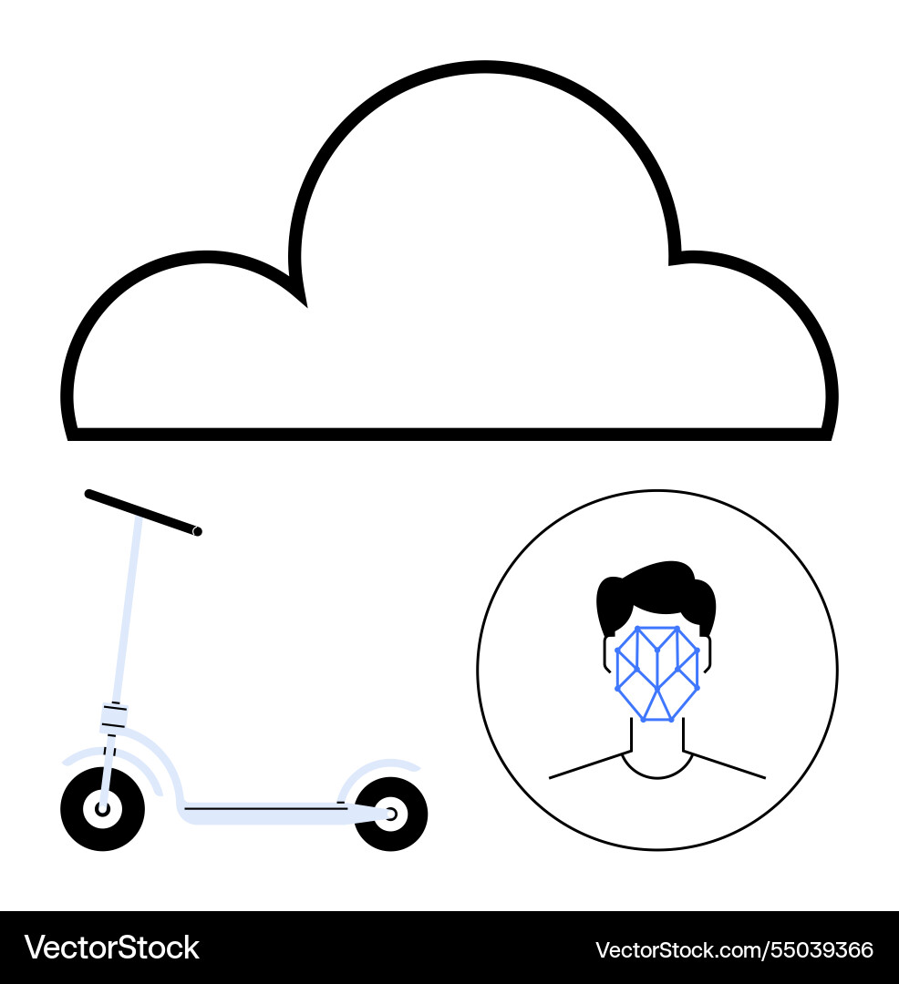 Smart mobility concept with cloud computing face Vector Image