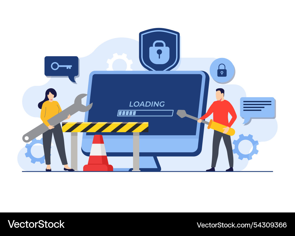 System maintenance flat Royalty Free Vector Image