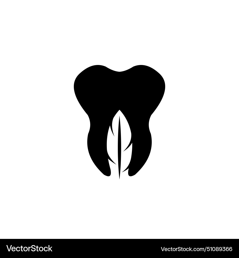 Tooth logo with feather silhouette Royalty Free Vector Image